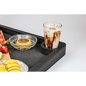 Polar Whale Floating Breakfast Table Serving Buffet Tray Drink Holders for Swimming Pool or Beach Party Float Lounge Refreshment Durable Black Foam UV Resistant with Cup Holders 24 Inches Wide