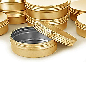 Gold 0.5 Ounce Aluminum Tin Jar Refillable Containers 15 ml Aluminum Screw Lid Round Tin Container Bottle for Cosmetic,Lip Balm, Cream, 30 Pcs