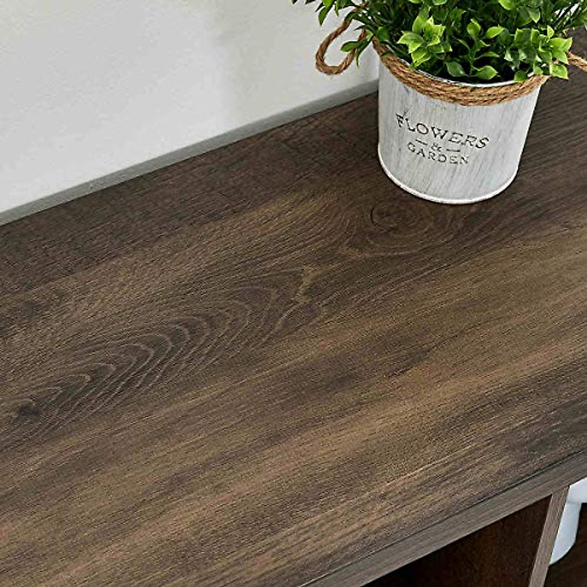 FATORRI Rustic 6 Cube Storage Organizer with Shelf, Wood and Metal Cubby Bookcase, Industrial Horizontal Bookshelf (Walnut Brown, 47 Inch)