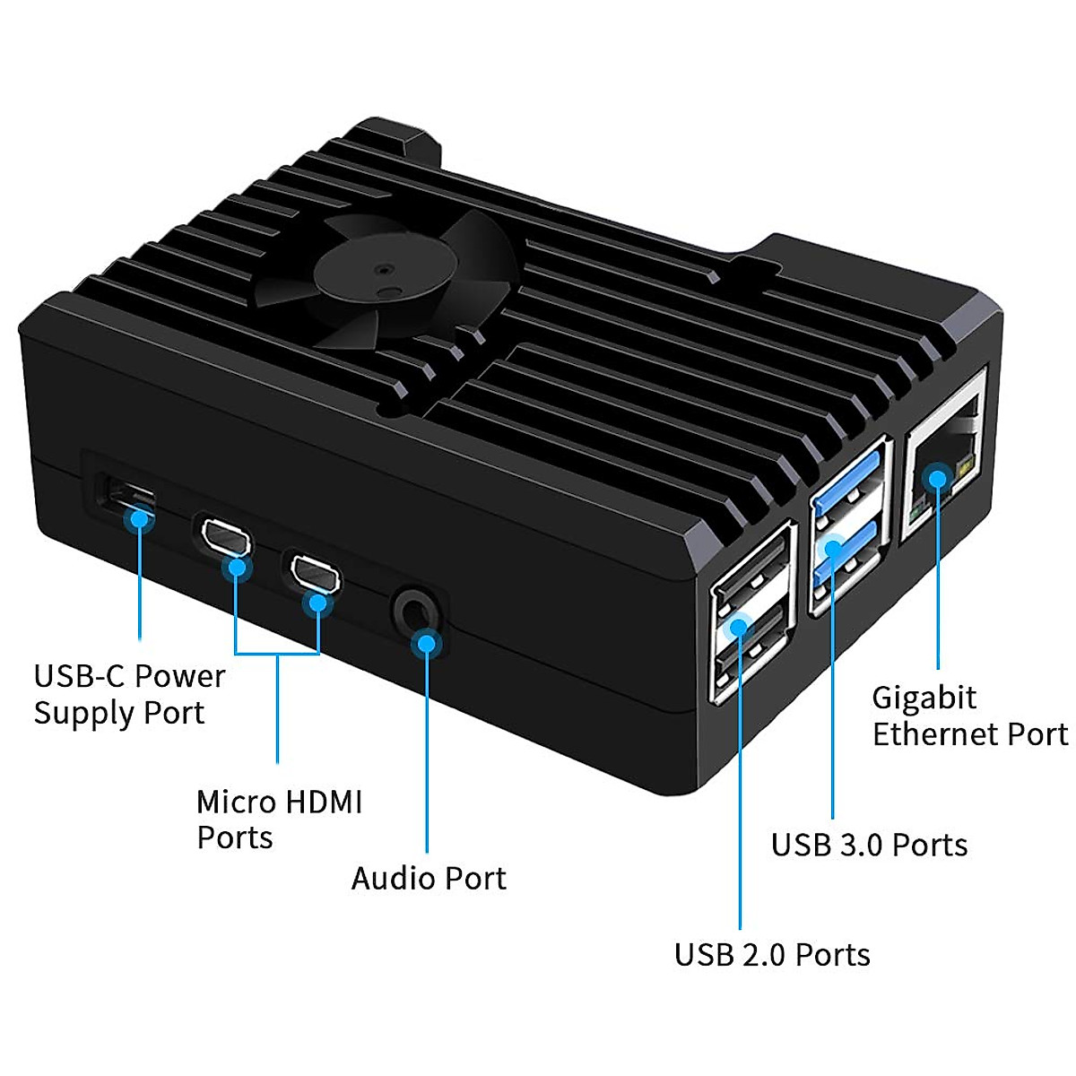 GeeekPi Armor Case with PWM Fan for Raspberry Pi 4, Pi 4 Passive Aluminum Alloy Case with PWM Cooling Fan for Raspberry Pi 4 Model B/Pi 4B/Pi 4 (3510 PWM Fan)