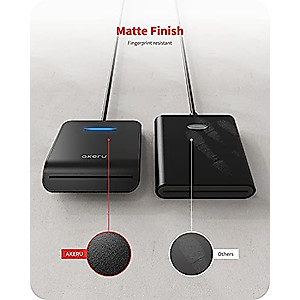 CAC Card Reader with LED Indicator, DOD Military Common Access, (5 feet Long Cable). Universal Compatibility, Compact PIV Smart Card Reader Compatible with Windows, Mac OS– Black AKERU [EAL-20]