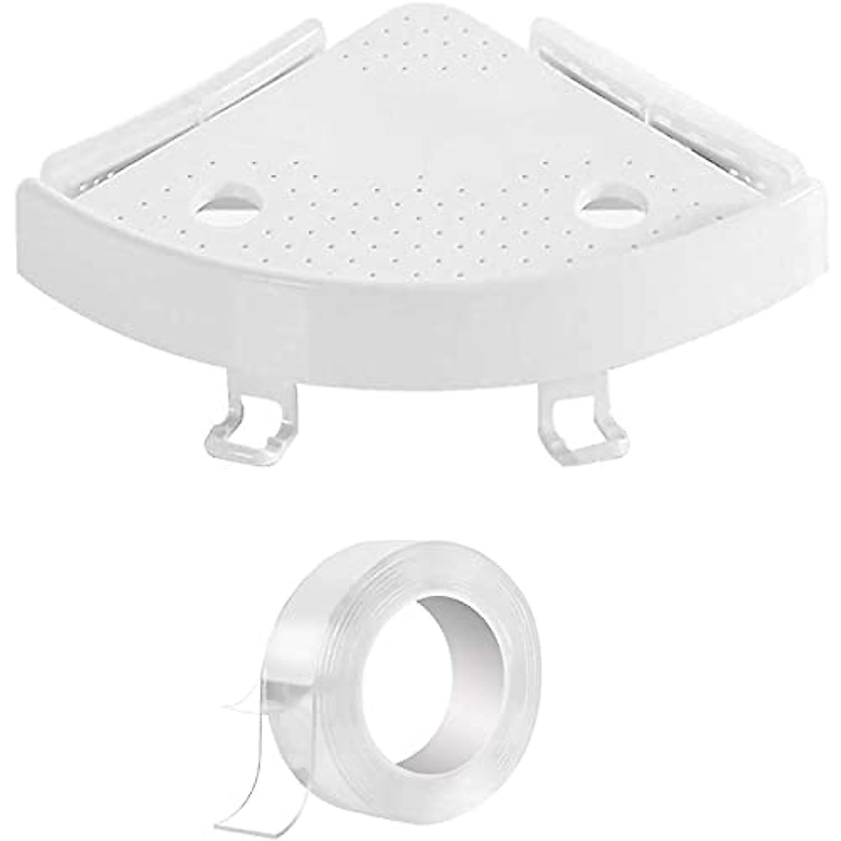 New Snap Up Corner Shelf Triple Bathroom Wall Corner Mount Storage Holder Kitchen Corner Storage Rack Non-marking Shelf with Hooks Easy to Install