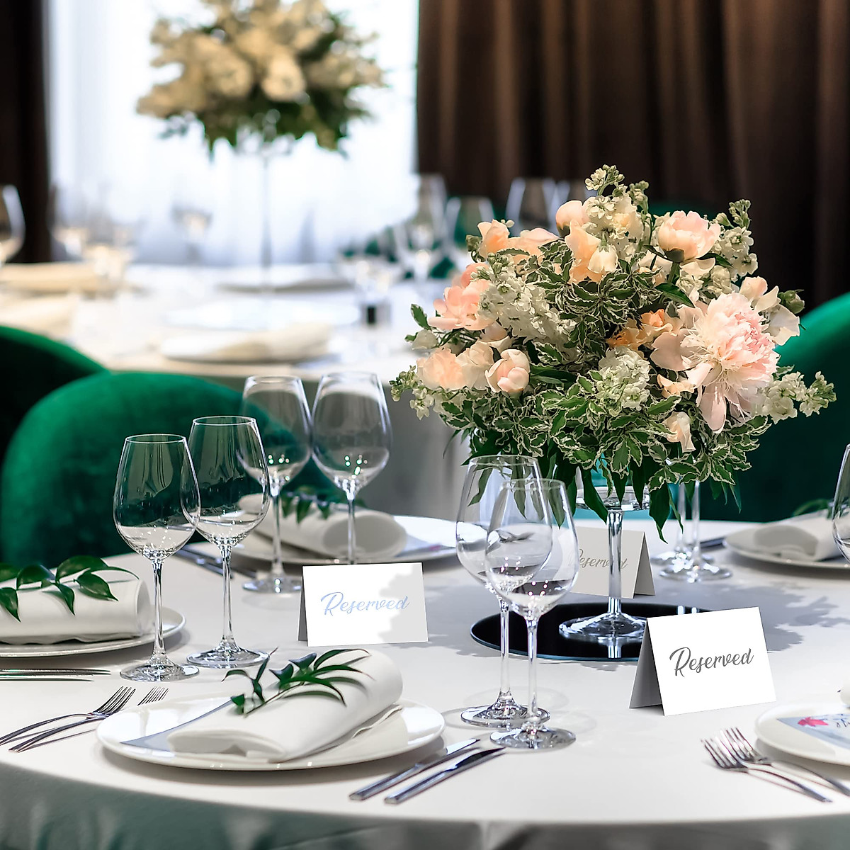 10 Pack Silver Reserved Table Signs for Wedding Party Restaurant - Reserved Signs for Wedding - Double Sided Reserved Table Signs - Silver Reserved Signs for Tables - Silver Tent Reservation Cards