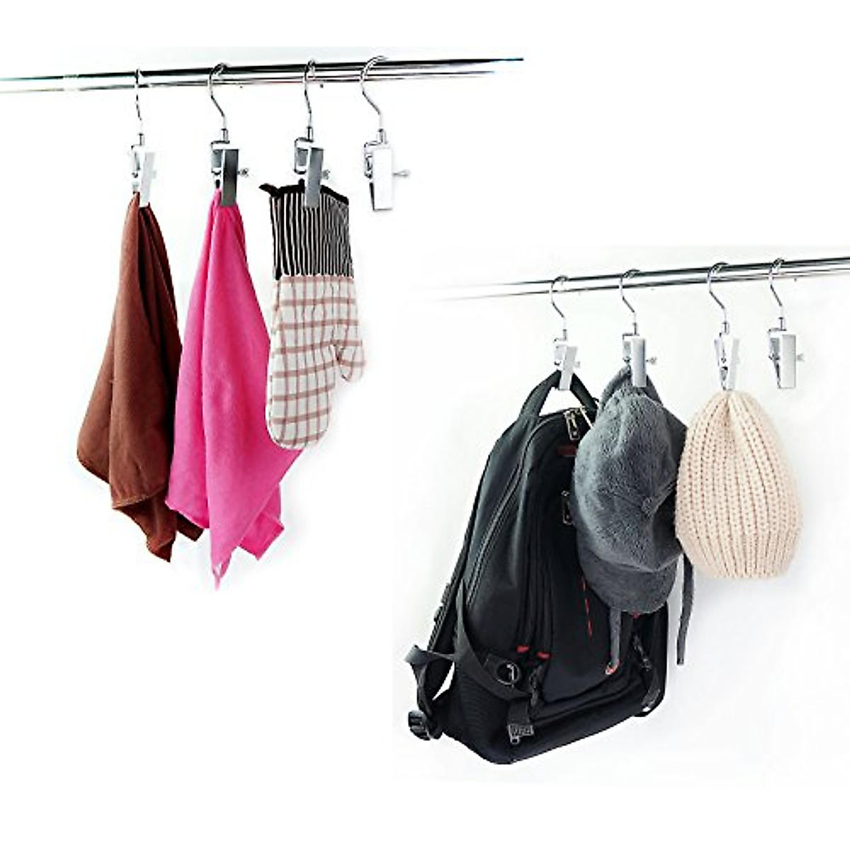 CreooGo Laundry Hangers with Swivel Hooks Hold Boots Clips Pin Stainless Steel Portable for Travel Clothes Towel Pack of 10