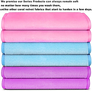 Makeup Remover Face Towels, Reusable Makeup Remover Cloths (6 packs), Makeup Remover Towel Reusable Microfiber Cleansing Towel 12 inch X 6 inch- Pink Blue Purple