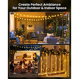 Solar String Lights Outdoor 60 Led 35.6 Feet Crystal Globe Lights with 8 Lighting Modes, Waterproof Solar Powered Patio Lights for Garden Yard Porch Wedding Party Decor (Warm White)