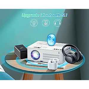 TMY Projector with WiFi and Bluetooth, Native 1080P 5G WiFi Outdoor Projector with 100" screen, 4K Supported Portable Projector, Compatible with iOS/Android/PC/TV Stick/HDMI/AV/USB, Indoor Outdoor Use