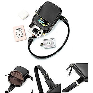 Small Crossbody Sling Bag Fanny Faux Leather Cell Phone Purse chest bag Fanny Packs for Women Men Teen Girls fashionable-black