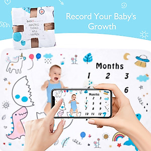 CO - CREA Monthly Milestone Blanket for Baby Boy & Girl - Premium Flannel New Born Set, Personalized Baby Receiving Blankets Unisex, Nursery Decor Essentials Photo Props for Newborn 60" X 40"