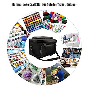 Art Supplies Organizer Bag Craft Tool Storage Tote Carrying Case Artist Travel Carrier Waterproof Paint Box Foldable For Drawing Painting Large Capacity black HHB-013 18.5*11.8*10.6inch(47*30*27cm)