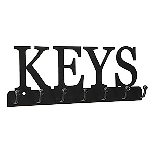 Key Holder Wall Mounted Key Hooks for Wall Decorative with 7 Hooks Black Metal Key Organizer Rack Hanger for Entryway, Front Door, Hallway, Office 10X3.7 inches