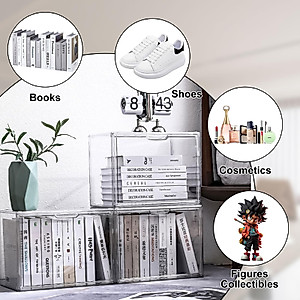 FVIEXE 3PCS Purse Storage Organizer for Closet, Acrylic Clear Grey Handbag Organizer Closet Boxes with Magnetic Door Purse Storage Display Case for Handbags Purses Bag Book Shoe Organization