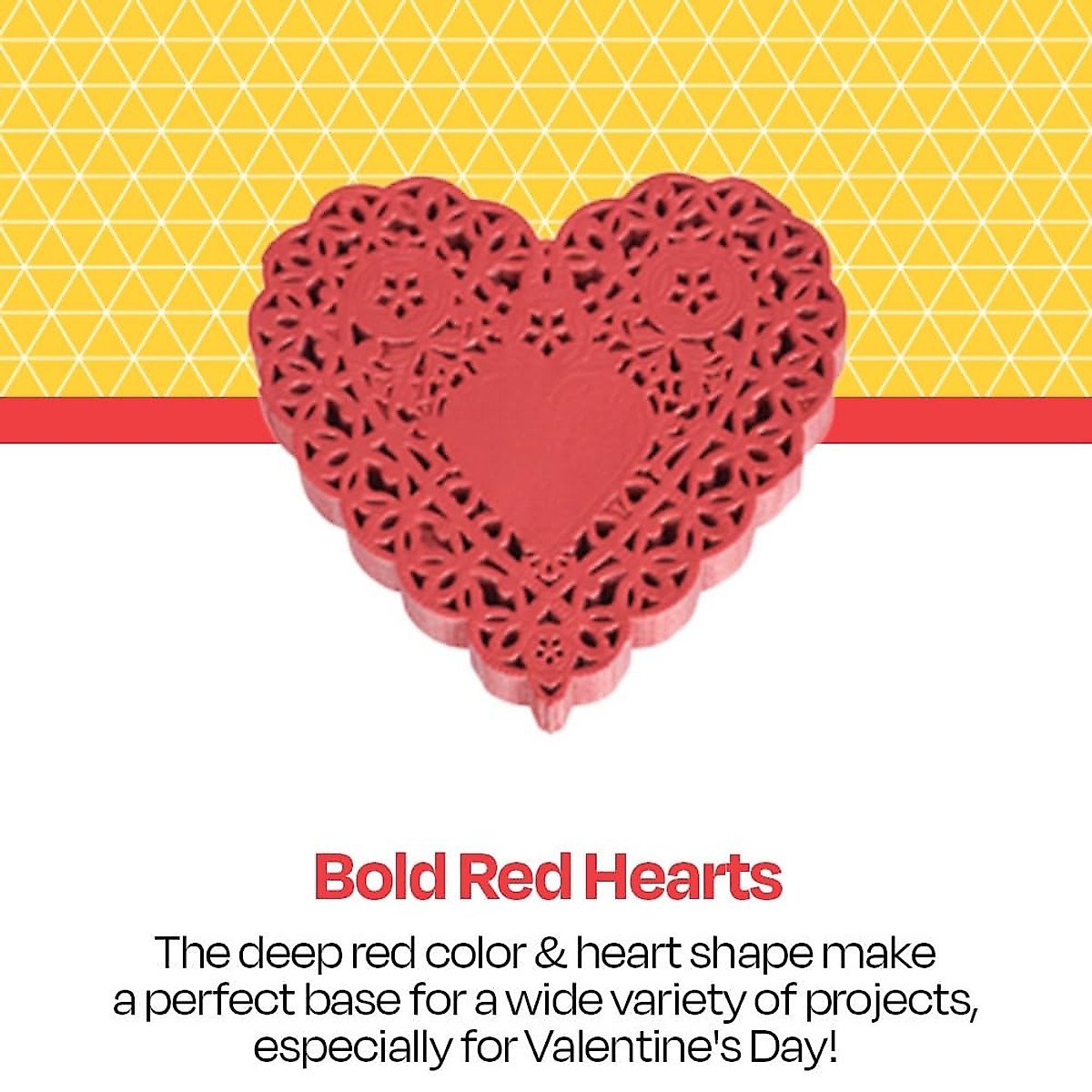 School Smart 85614 Heart Shaped Paper Lace Doilies - 4 inch - Pack of 100 - Red