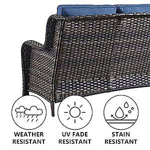 Belord Outdoor Loveseat Small Patio Furniture 2 Seater Sofa Brown Wicker Couch Rattan Settee for Single-Family House