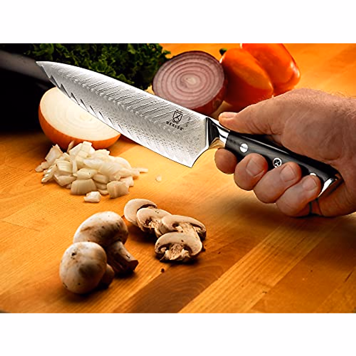 Mercer Culinary M13780 Premium Grade Super Steel, 8-Inch Chef's Knife w/Leaf Pattern Blade, G10 Handle