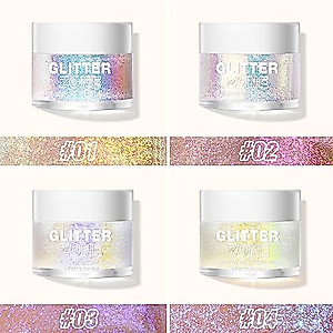 Body Glitter Gel,Holographic Face Glitter Gel for Body,Hair, Nail,Eyeshadow Glitter Makeup,Long Lasting Liquid Sequins Glitter for Festival Rave Party Accessories - 02 Sparkling Pink