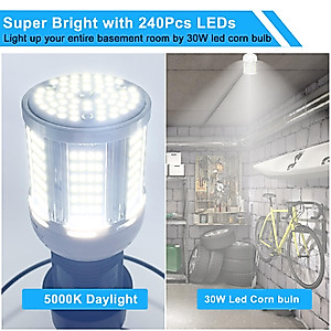 2 Pack 200W Equivalent Led Corn Light Bulb, 3000 Lumen 5000K Daylight White 30W LED Corn Lamp, E26/E27 Base LED Light Bulb for Home Garden Garage Backyard Street Office Household