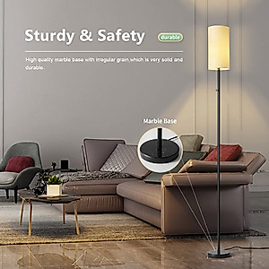 Floor Lamps for Living Room, Modern Floor Lamp for Bedroom with Sturdy Marble Base, Simple Design Standing Lamp Stand Up Lamp for Living Room, Kids Room, Office, E26 Socket Base(Bulb Not Included)