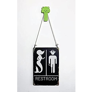 Funny Mermaid Pirate Vintage Restroom Door Sign Bathroom Decor Use For Nautical,Mermaid,Pirate,Beach,Ship Themed Wall Decor 12" * 8" (515)