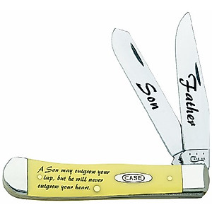 Case Cutlery CAT-FS/Y Yellow Handle Gift Sets Yellow Synthetic Trapper Knife with Stainless Steel Blades, Yellow Synthetic