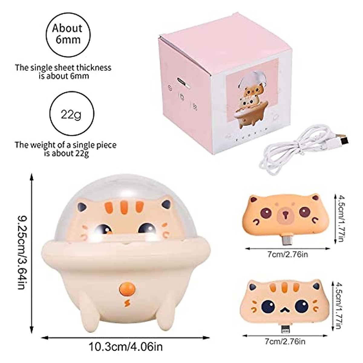 HRNAKDFKL Portable Charger - Cute Power Bank Emergency Charging 2 Pack 800mAh USB C iOS Power Bank with LED Night Light External Battery Pack Charger Compatible with iPhone & Type C (USB C & iOS)