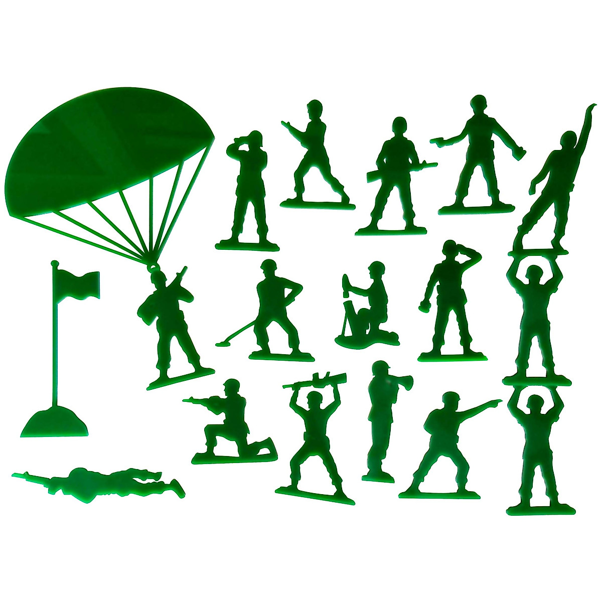 Set of 18 Army Men Acrylic Green Wall Decorations for a Kid's Toy Story Room or Andy's Room Nursery