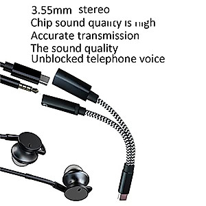 HLDInie USB c to 3.5 Headphone and Charger Adapter Type c Splitter 2-in-1 Aux Audio Jack high Resolution DAC and Fast Charging dongle Cable(Black)