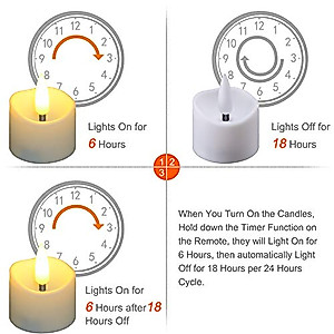 PChero 12pcs Battery Tea Lights, 3D Realistic Black Wick with 6H Timer, LED Flameless Tealights Unscented Votive Candles for Wedding Table Centerpieces, Mood Lighting and Home Decor