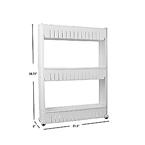 Home Basics 3 Tier Plastic Storage Tower with Wheels, White (1)