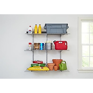 Rubbermaid Fasttrack Rail Storage 48"x16" 3-Shelf Kit, 350 lbs. Per Shelf, for Home/Garage/Shed/Workshop Organization