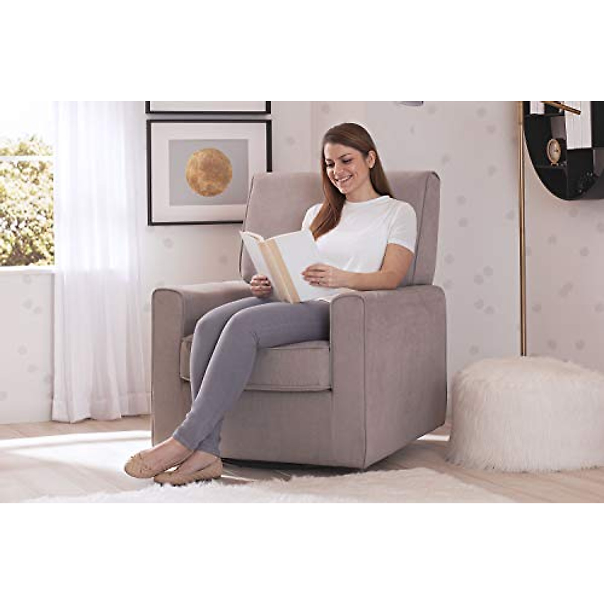 Delta Children Ava Nursery Glider Swivel Rocker Chair, Dove Grey