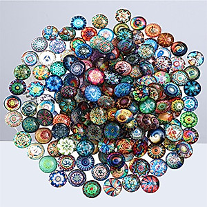 Dangle Earrings 200pcs Round Glass Mosaic Tiles Mixed Mosaic Glass Pieces for DIY Crafts Jewelry Making 10mm Bracelets Beads
