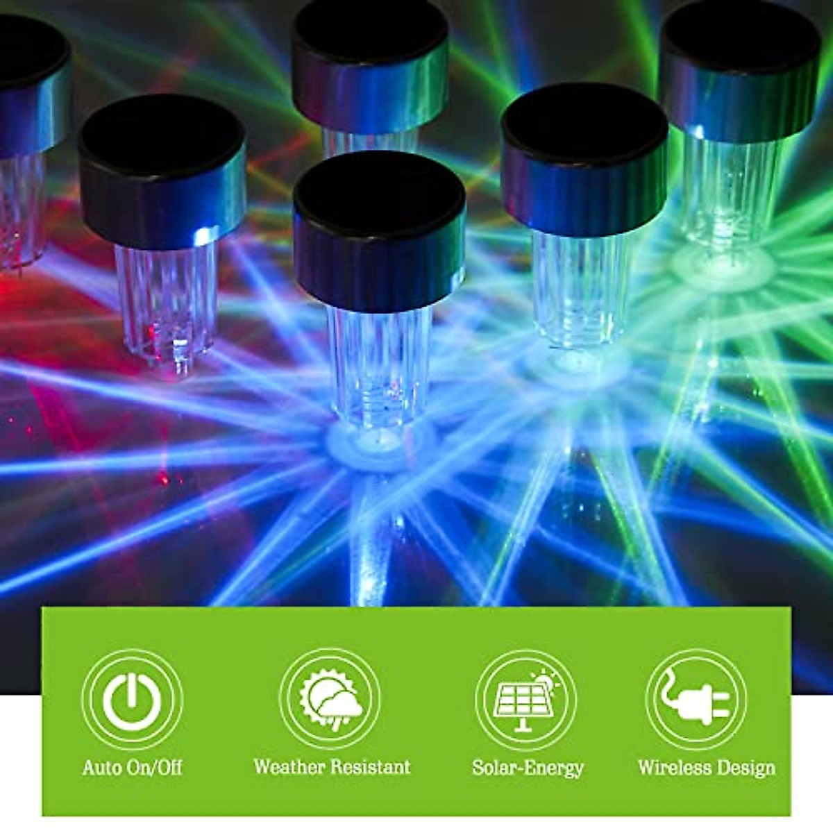 Solar Lights Outdoor Christmas, 12Pack Stainless Steel LED Landscape Pathway Lights Solar Powered, Solar Garden Lights for Pathway Driveway Yard & Lawn - Multicolor