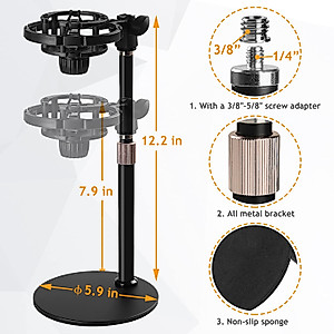 Razer Seiren X Desktop Microphone Stand with Shock Mount, Foam Windscreen, Adjustable Mic Stand with Pop Filter Shockmount Reduces Vibration Noise for Razer Seiren X USB Streaming Microphone Frgyee