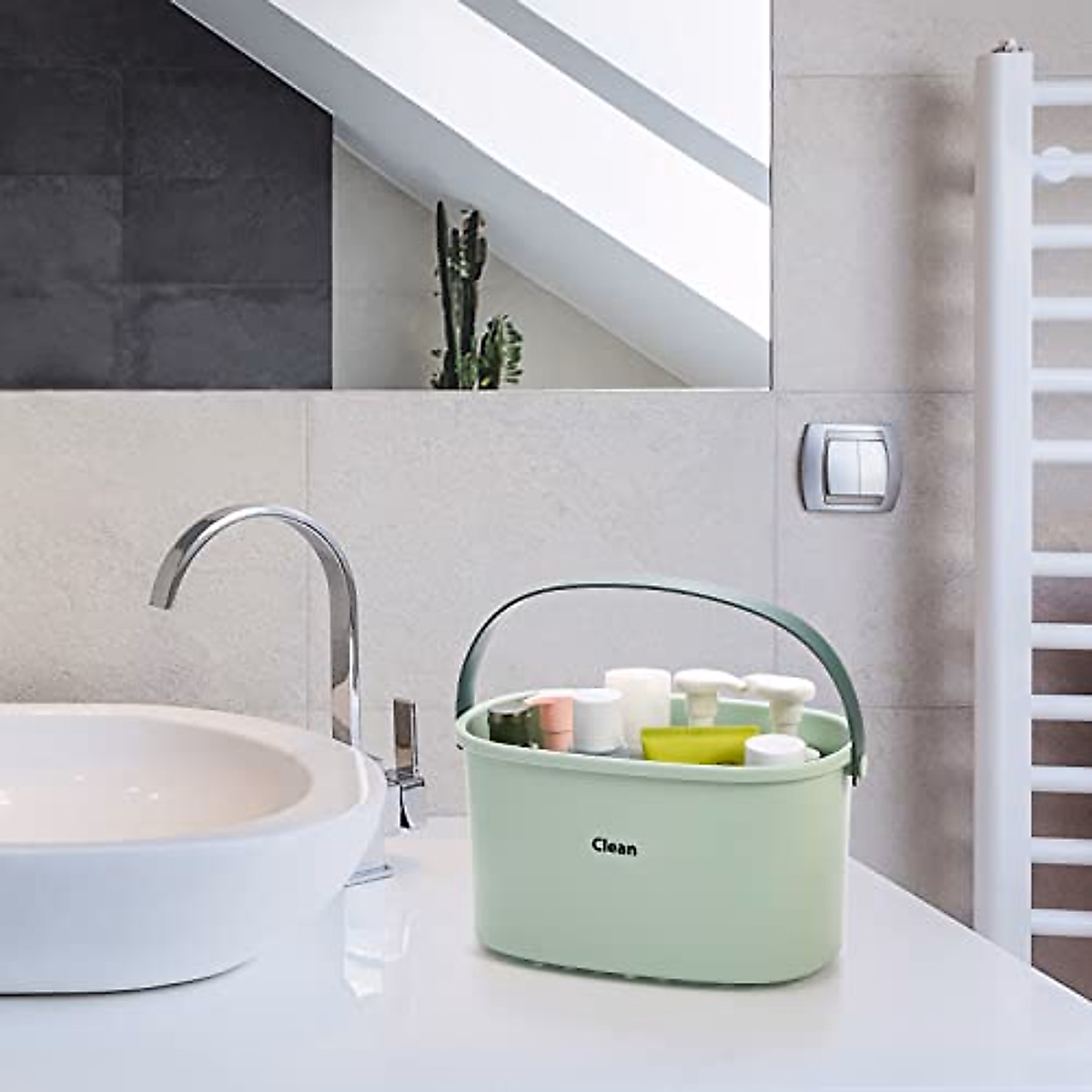 Frcctre 3 Pack Plastic Storage Basket with Handle, Portable Shower Caddy Basket Tote Organizer Bin Cleaning Caddy for Bathroom, Kitchen, College Dorm