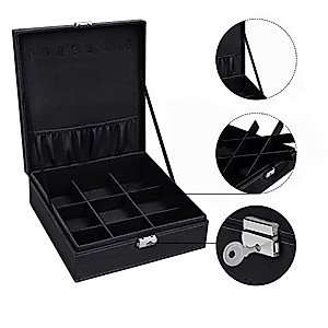 MOSISO Jewelry Box, Jewelry Storage Case Organizer Stackable Double Layer Lockable Display for Teens Girl/Women Velvet Necklace Earring Bracelet Ring Watch Brooch Holder, Black