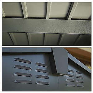 DEENKK 10x8 FT Metal Outdoor Storage Shed for Bike/Trash Can/Tools, Galvanized Steel Water-Resistant Bike Shed Garden Tool Storage Shed for Backyard Patio Lawn Garden,Black