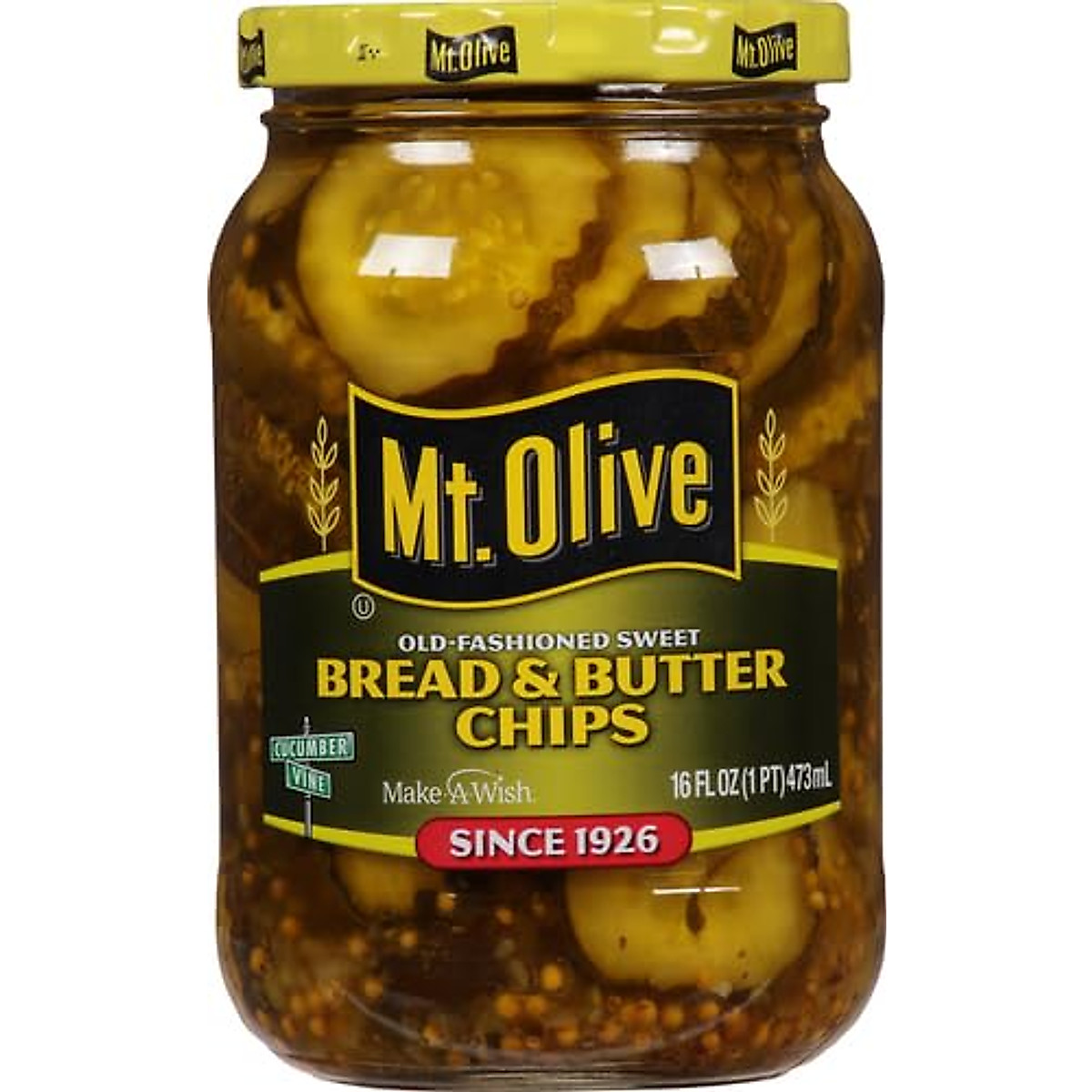 Mt. Olive Bread & Butter Chips Old Fashioned Sweet Fresh Pack Pickles Jar, 16 oz