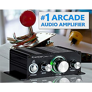 Kinter MA170+ 2-Channel Auto Home Cycle Arcade DIY 2 x 18 W Mini Amplifier Bass Treble RCA Input Audio Mini Amplifier with 12V 3A Power Supply Black
