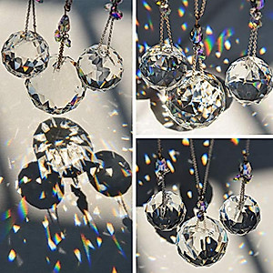 30/30/40mm Crystal Ball Prisms Suncatcher Hanging Ornament Chakra Crystals Rainbow Maker for Home,Garden Decoration