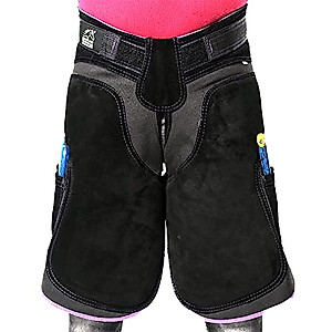 Equine Care Women's Farrier Apron with 4 Knife Pockets, 2 Nail Magnets, and Back Support - Cowhide Suede Leather and Canvas Chaps, 23 Inches-59CM