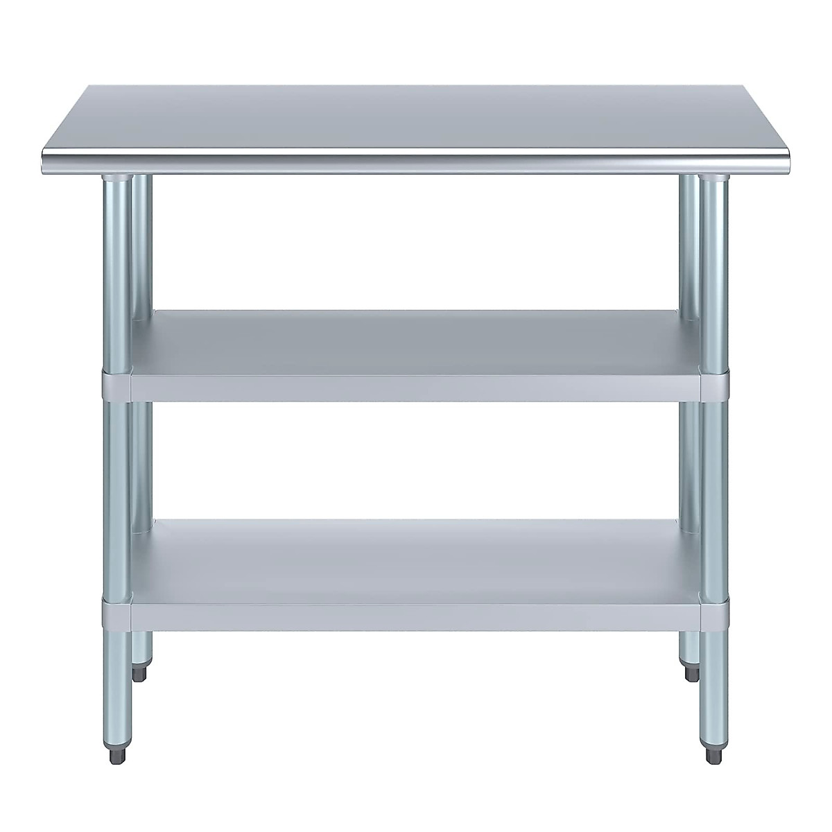 AmGood Stainless Steel Work Table with 2 Shelves | NSF | Metal Utility Table (48" Long x 14" Deep)