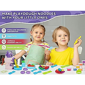 VBACALA Color Dough Toy Dough Tool Set, Clay Food Mold Set with Kitchen Creative Noodle Toys and Cow Ice Cream playdough Machine, 3 4 6 8-Year-Old Boy and Girl Birthday Creative Gifts