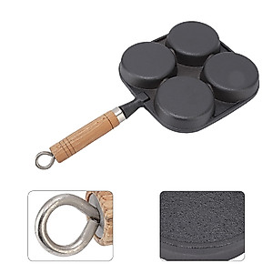 Egg Cooker Omelet Pan, Egg Pan 4 Cup Egg Frying Pan with Wooden Handle for Breakfast Pancakes Omelettes