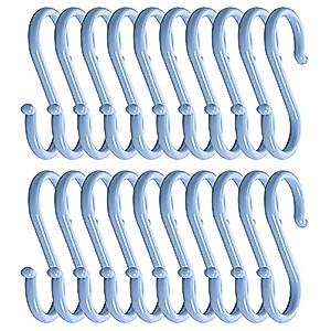 Carrittons S Shaped Hooks Plastic Hook for Hanging Pots Pans Plants Utensils Closet Clothes Bags Towels Home Kitchen Accessories 20 Pieces (Blue)