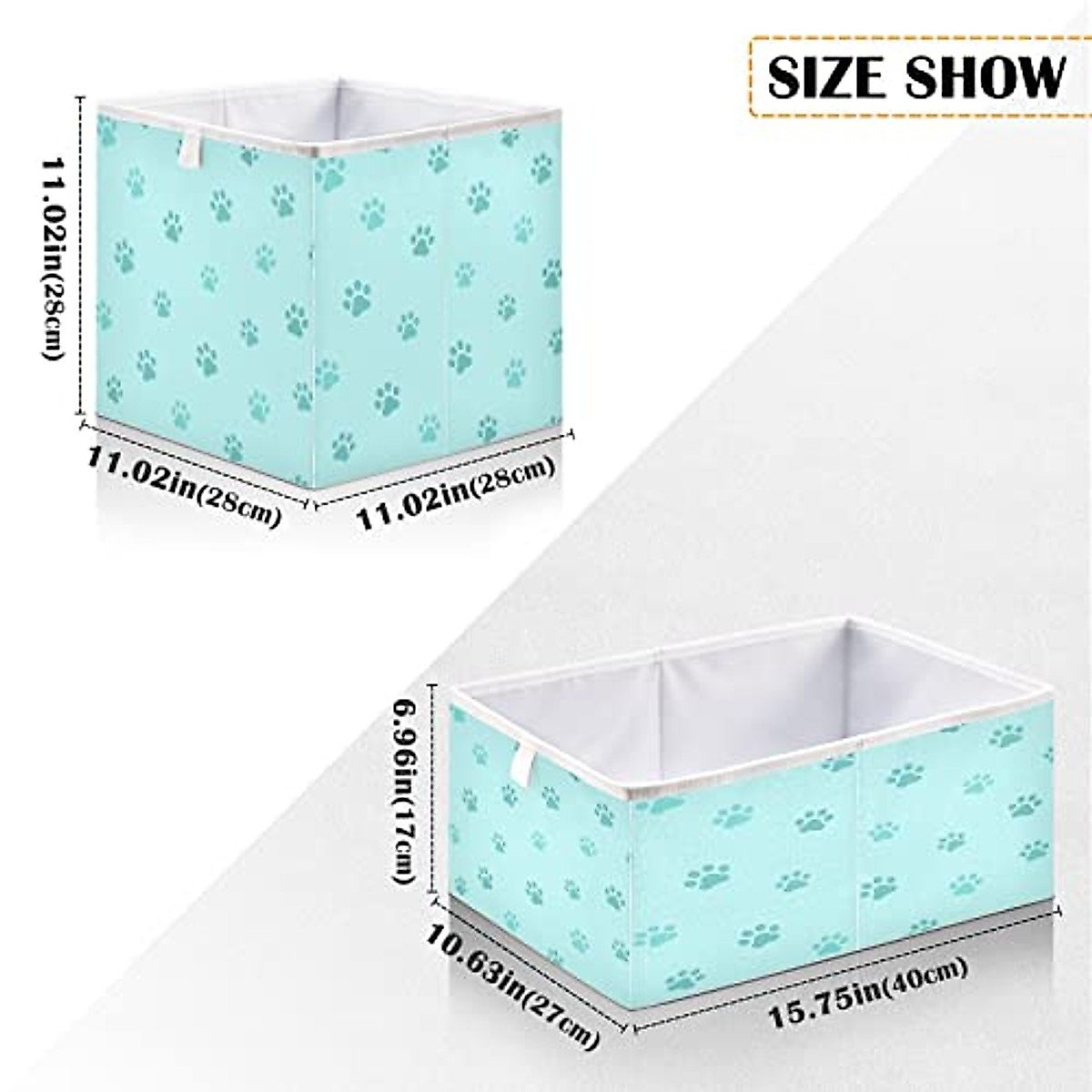 Kigai Paw Print Cube Storage Bins - 11x11x11 In Large Foldable Storage Basket Fabric Storage Baskes Organizer for Toys, Books, Shelves, Closet, Home Decor