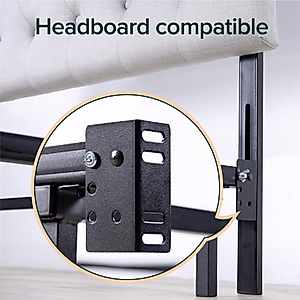 ZINUS Compack Metal Bed Frame / 7 Inch Support for Box Spring and Mattress Set, Black, Queen