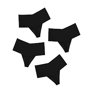 DEANGELMON Womens Thongs High Waisted Seamless Underwear for Women Breathable No Show Panties 4 Pack X-Large(4P4)