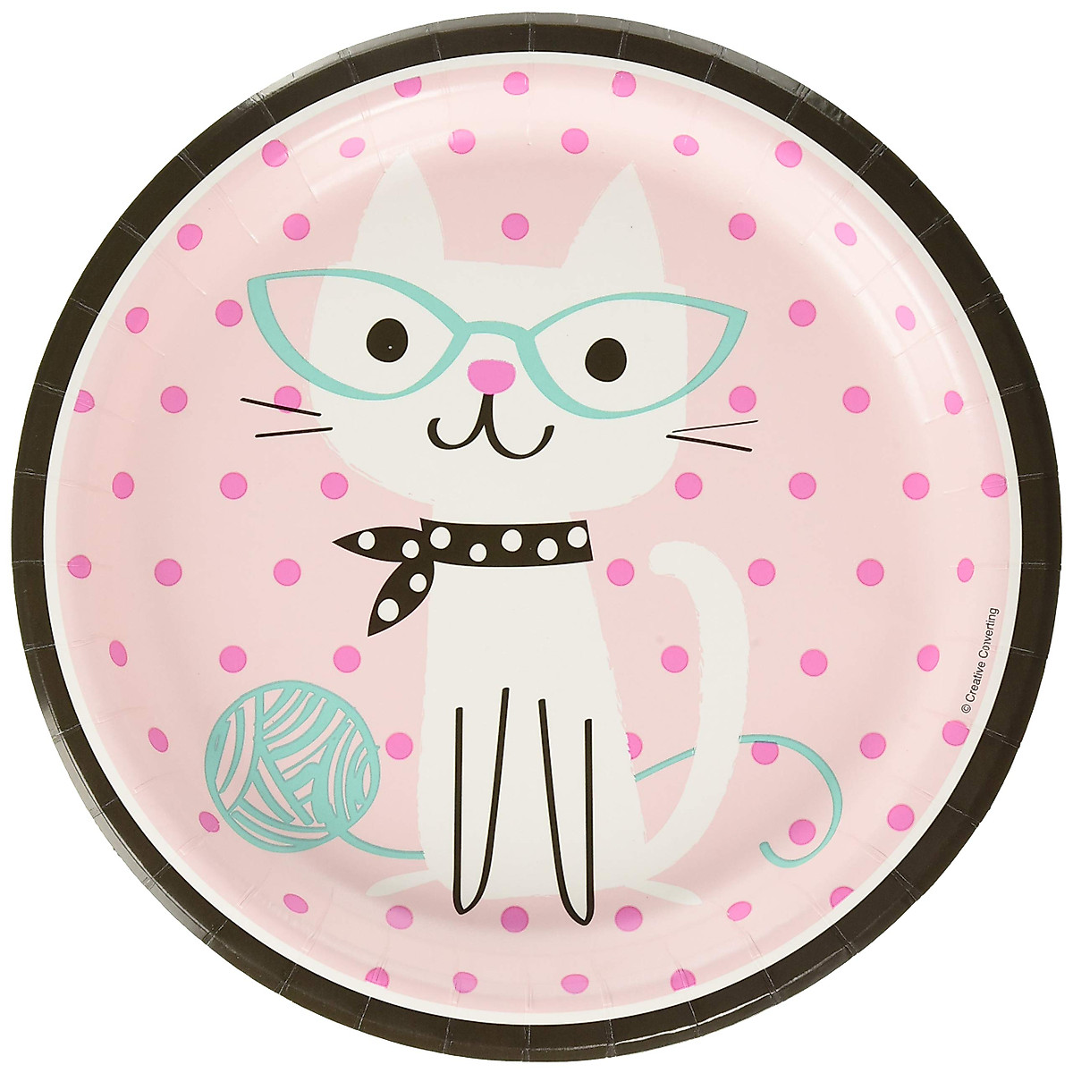 Creative Converting Purr-Fect Party Paper Dinner Plates Party Supplies, Multicolor, 9"