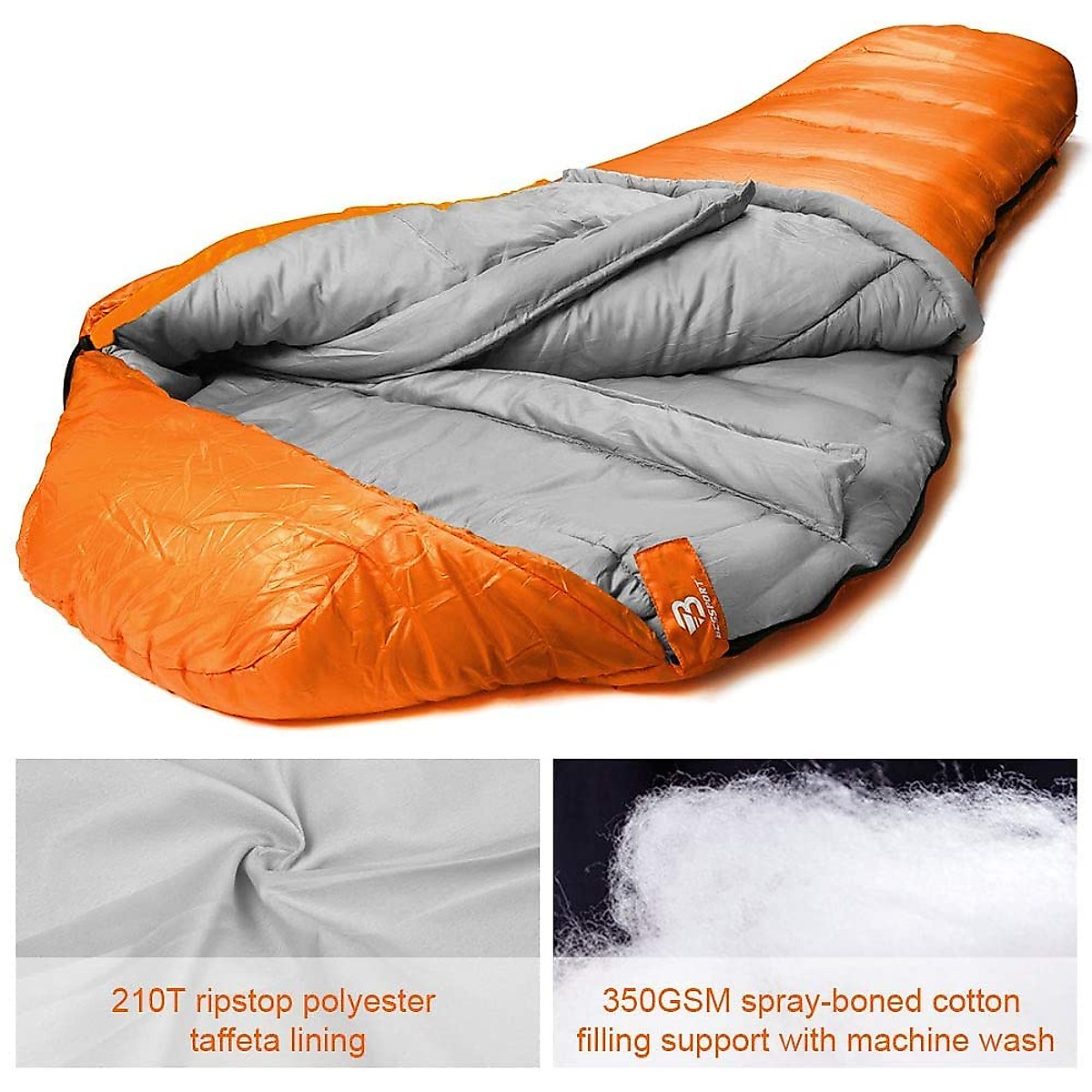 Bessport Mummy Sleeping Bag | 15-45 ℉ Extreme 3-4 Season Sleeping Bag for Adults Cold Weather– Warm and Washable, for Hiking Traveling & Outdoor Activities